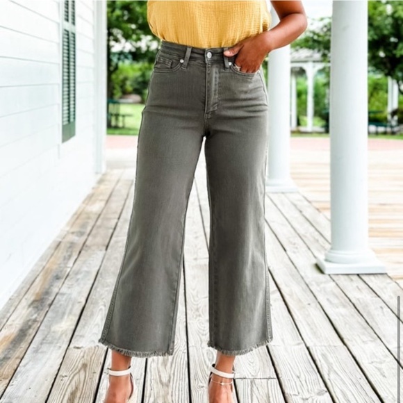 Judy Blue | Jeans | Judy Blue High Rise Olive Frayed Hem Tummy Control ...